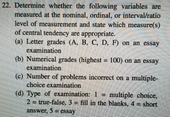 Solved 22. Determine whether the following variables are | Chegg.com