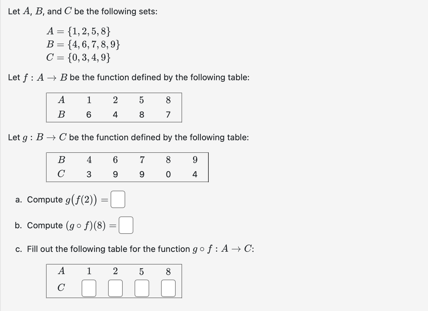 Solved Let A,B, and C be the following sets: | Chegg.com
