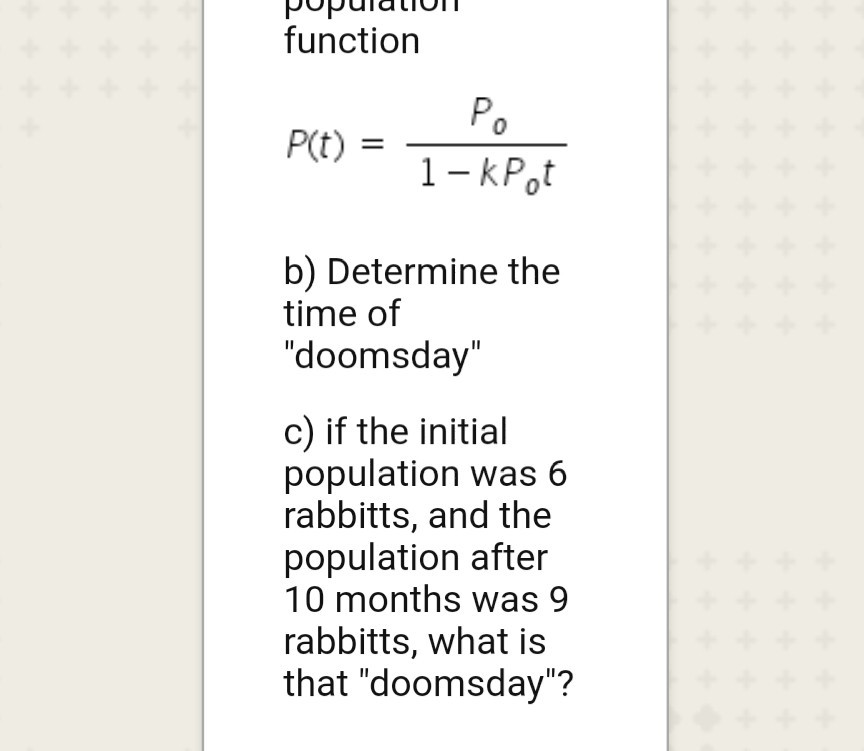 Solved function 0 P(t) 1- kPot b) Determine the time of | Chegg.com