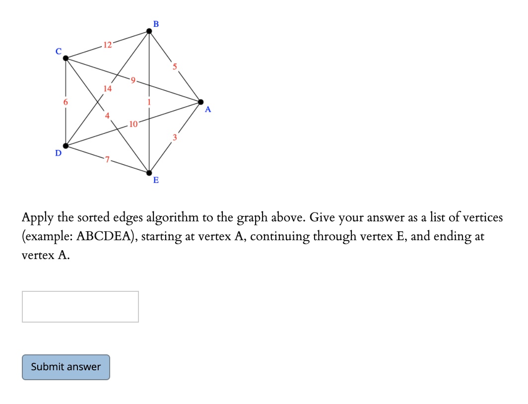 Solved B 14 6 A 4 10 D E Apply the sorted edges algorithm to | Chegg.com