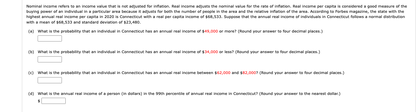 Solved with a mean of $68,533 ﻿and standard deviation of | Chegg.com
