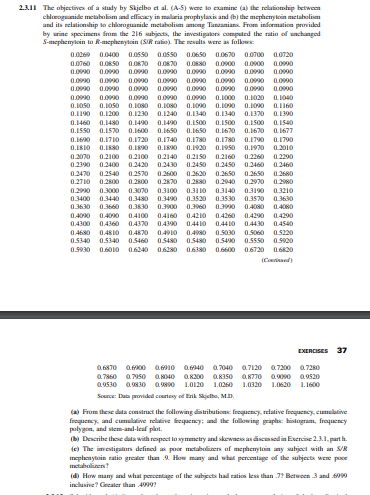 Solved Refer to Exercise 2.3.11. Compute the mean, median, | Chegg.com