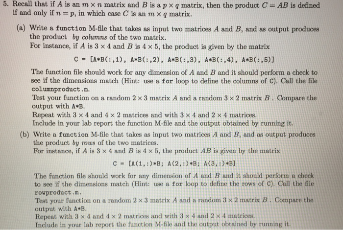 Solved Recall that if A is an m times n matrix and B is a p | Chegg.com