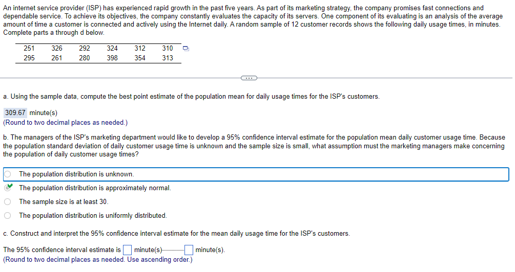 Solved An internet service provider (ISP) has experienced | Chegg.com