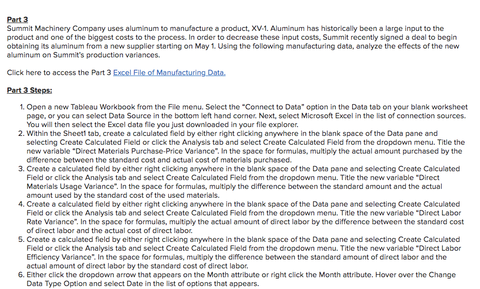 Solved Part 3 Summit Machinery Company uses aluminum to | Chegg.com