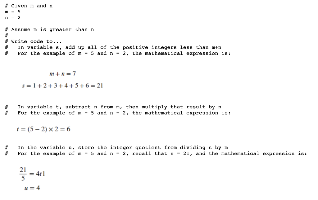 Solved # In the variable v, store the integer remainder from | Chegg.com