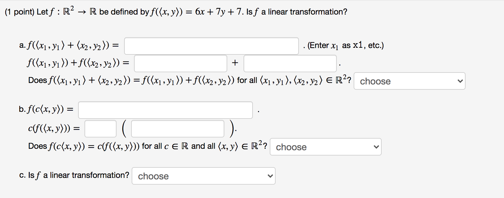 Solved (1 point) Let S be a linear transformation from R3 to | Chegg.com