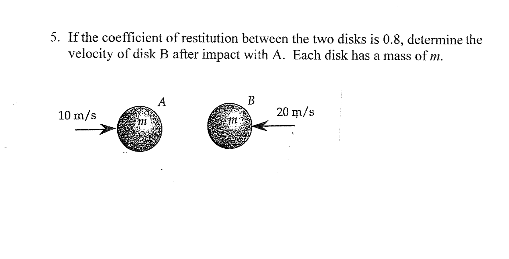 Solved 5. If the coefficient of restitution between the two | Chegg.com