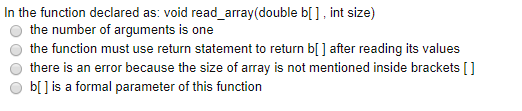Solved In the function declared as: void read_array(double | Chegg.com