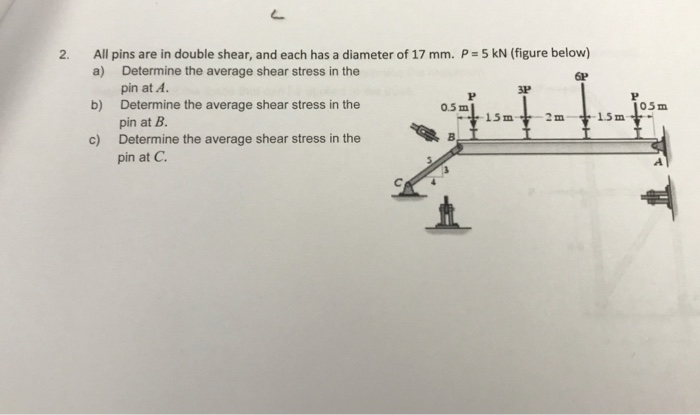 Solved 2. All pins are in double shear, and each has a | Chegg.com