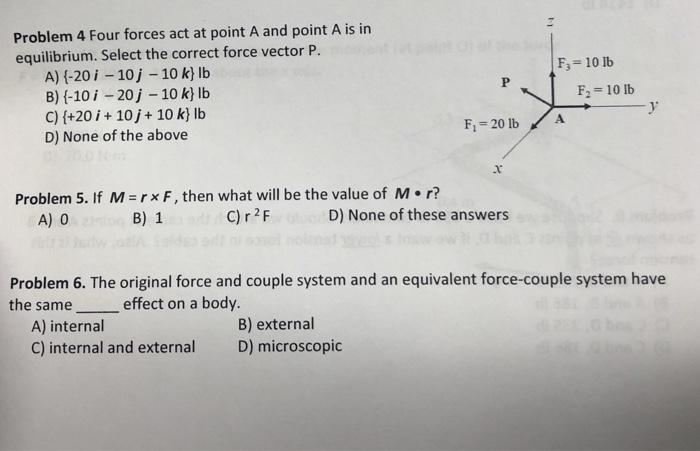 Solved Problem 4 Four forces act at point A and point A is | Chegg.com
