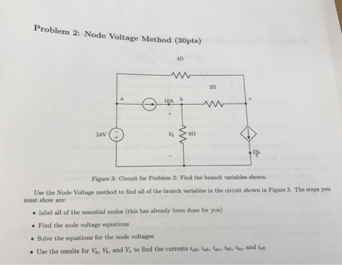Solved Problem 2: Node Voltage Method (30pts) 42 10A b 24V+ | Chegg.com