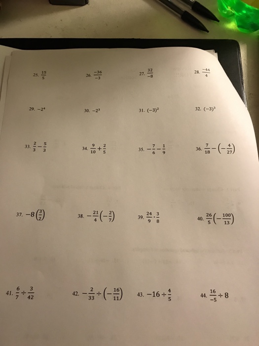Solved 32 -8 28,-44 27. 25. 5 26. 29. -2 31. (-3) 32. (-3) | Chegg.com