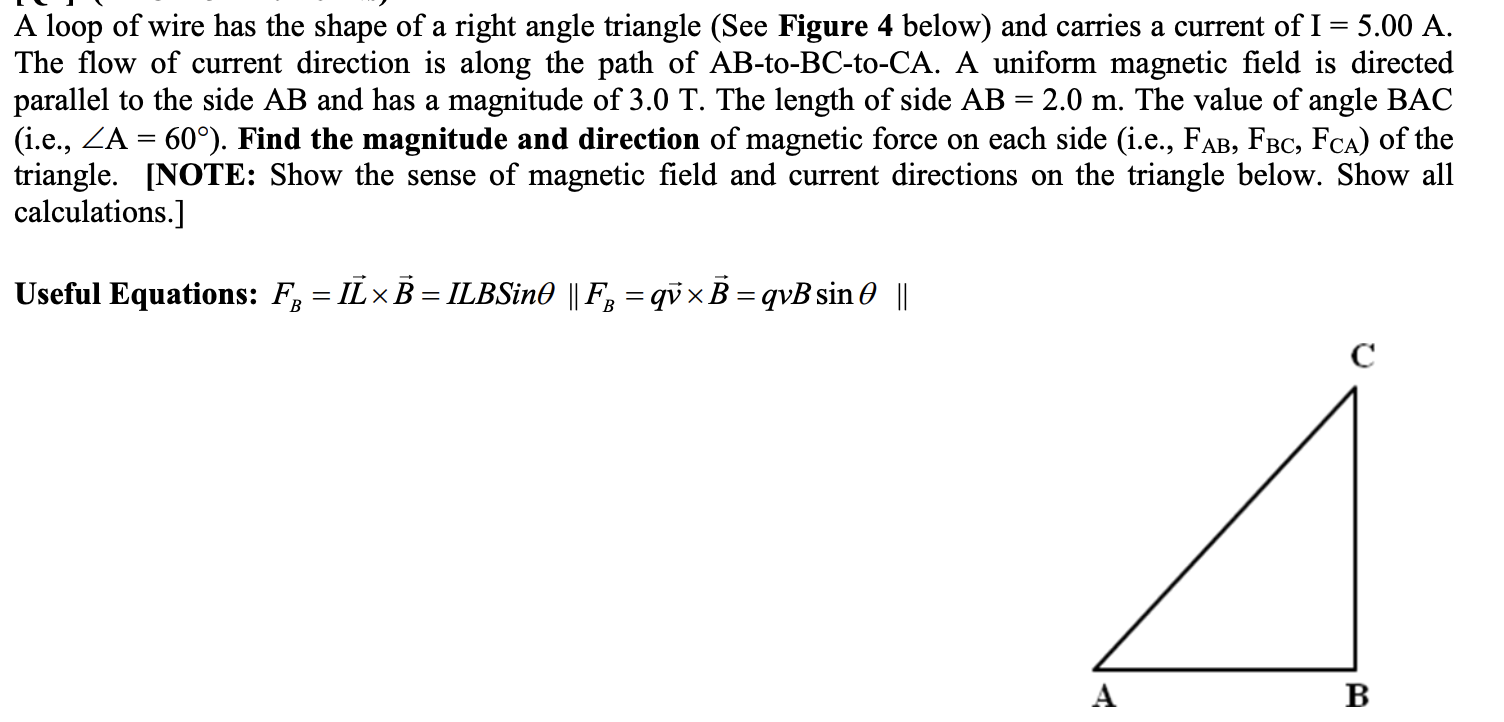 Solved A loop of wire has the shape of a right angle | Chegg.com