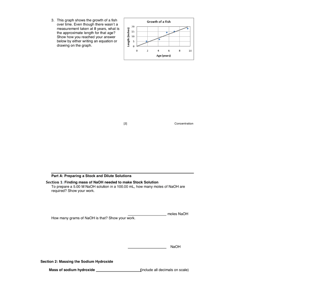 Solved Growth of a Fish 3. This graph shows the growth of a | Chegg.com