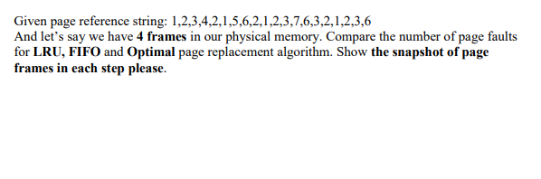 Given page reference string: | Chegg.com