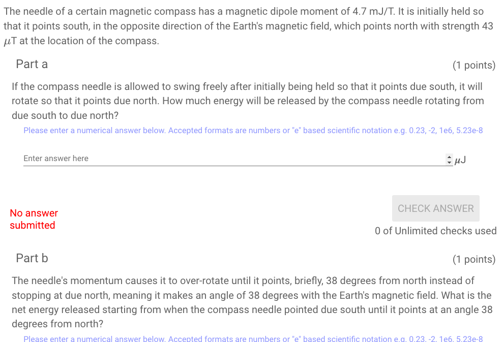 Solved The needle of a certain magnetic compass has a | Chegg.com