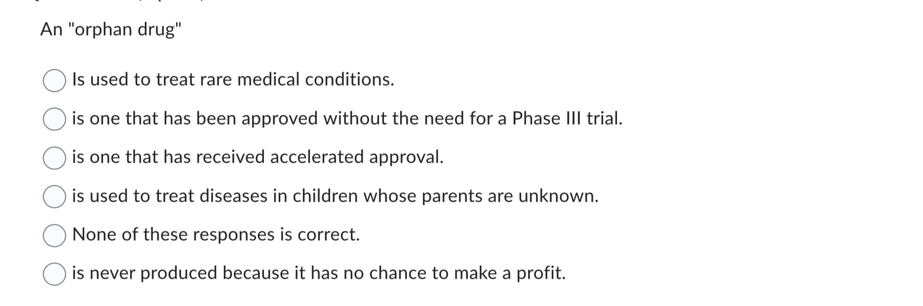 Solved An "orphan drug"Is used to treat rare medical | Chegg.com