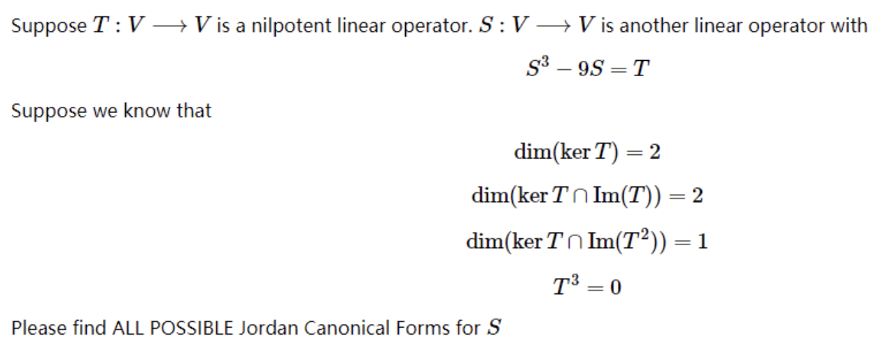 Solved Suppose T:V+V is a nilpotent linear operator. S:V + V | Chegg.com