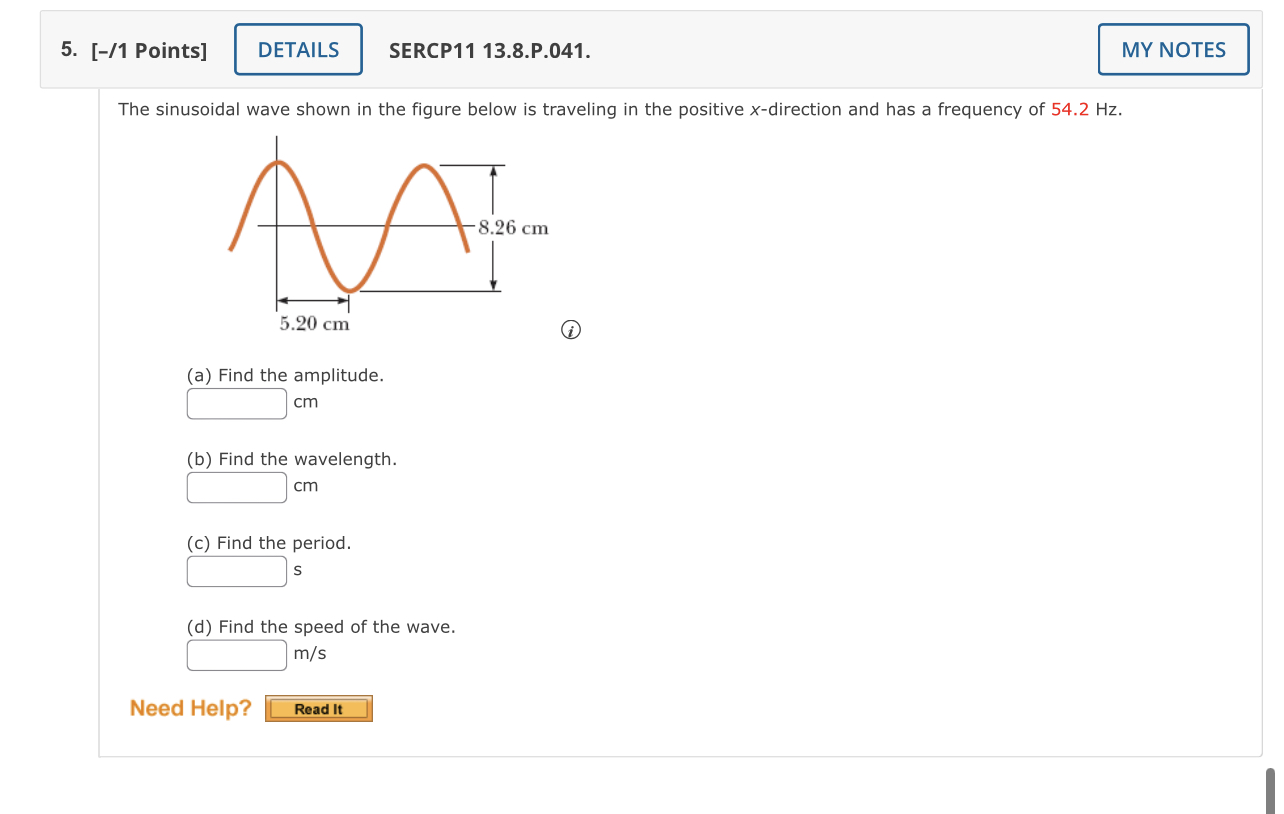 Solved The sinusoidal wave shown in the figure below is | Chegg.com