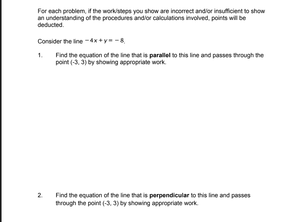 Solved For each problem, if the work/steps you show are | Chegg.com