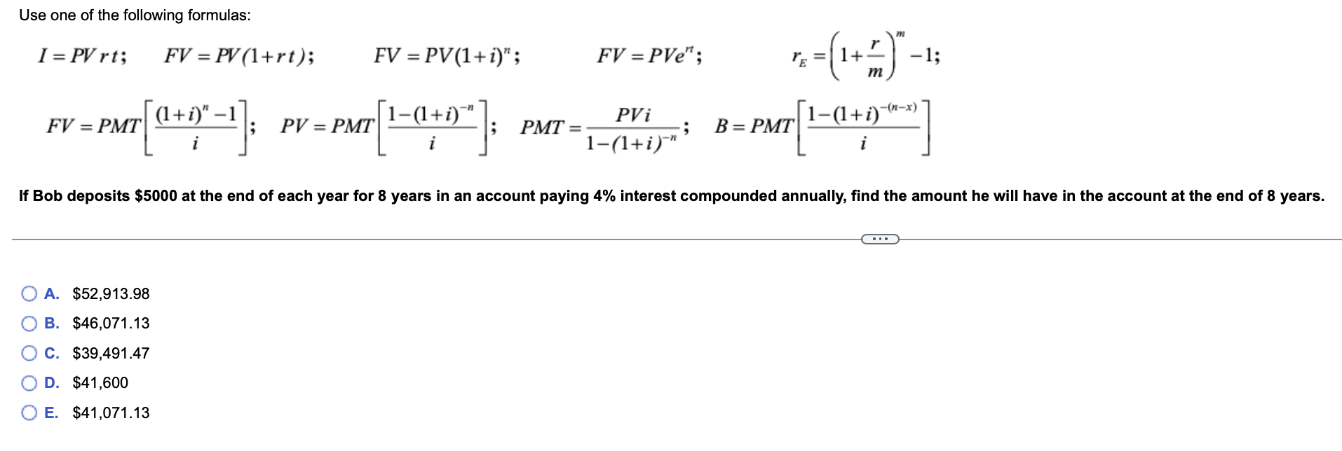 Solved Use one of the following formulas: I = PV rt; FV = PV | Chegg.com