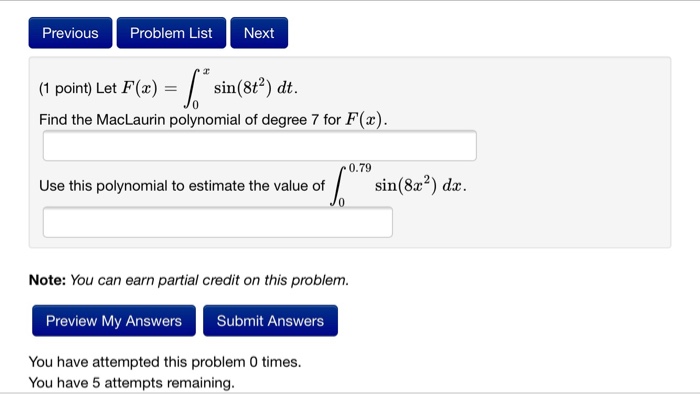 Solved Let F(x) = integral^x_0 sin (8t^2) dt. Find the | Chegg.com