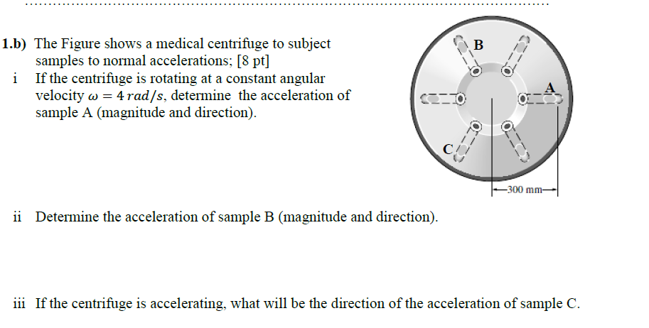 Solved 1.b) The Figure shows a medical centrifuge to subject | Chegg.com