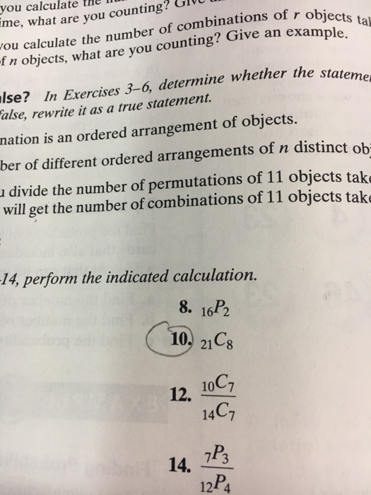 Solved You Calculate The Number Of Combinations Of R Objects 3118