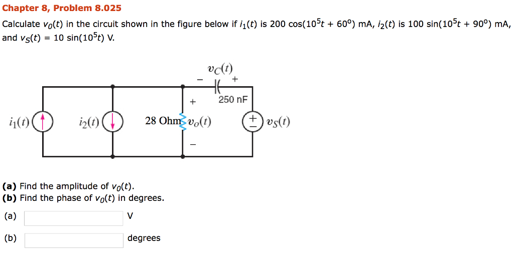 Solved Chapter 8, Problem 8.025 Calculate v0(t) in the | Chegg.com
