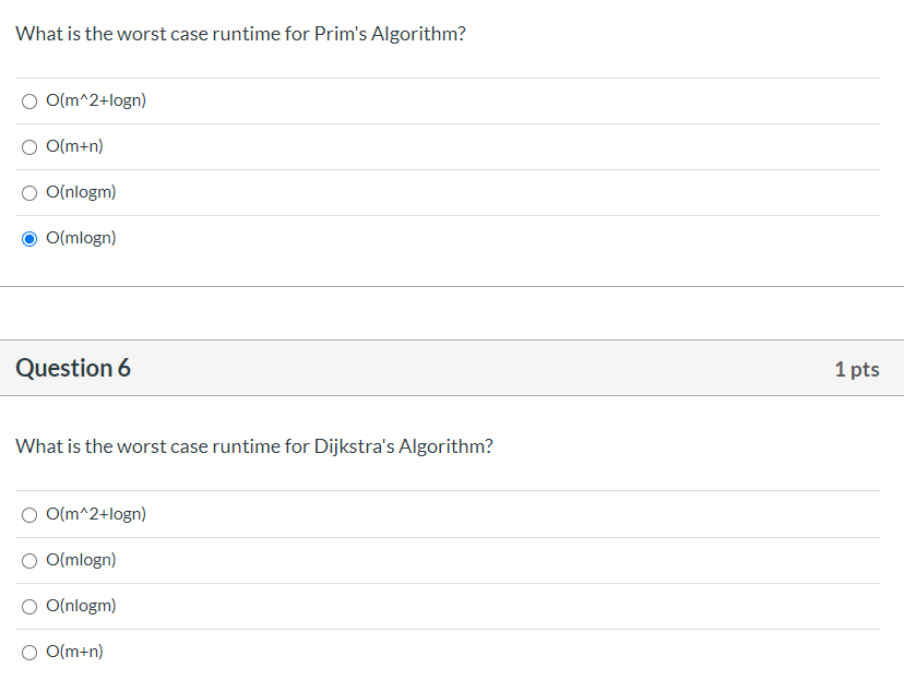 Solved What is the worst case runtime for Prim's Algorithm? | Chegg.com
