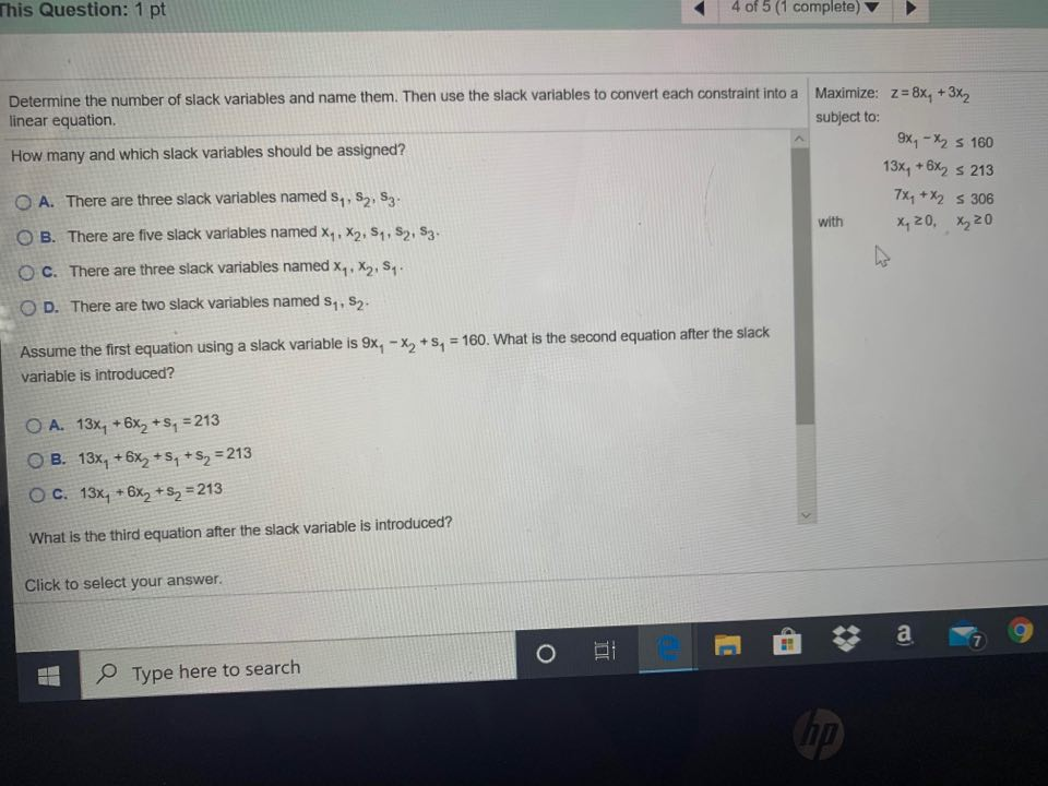 Solved This Question: 1 pt 4 of 5 (1 complete) Determine the | Chegg.com