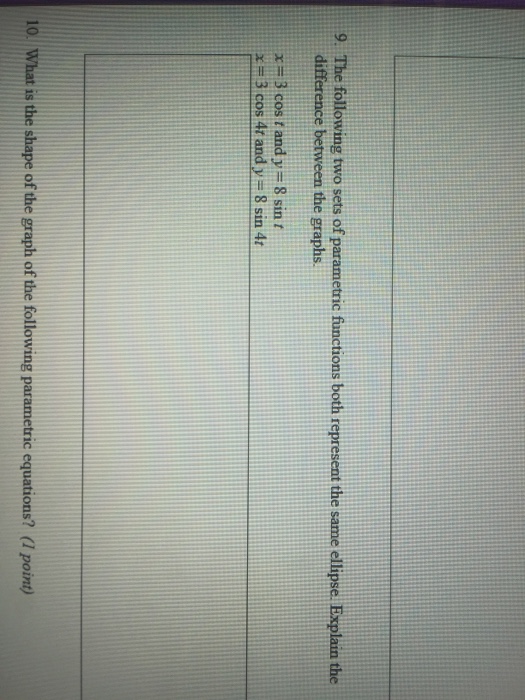 Solved The following two sets of parametric functions both | Chegg.com