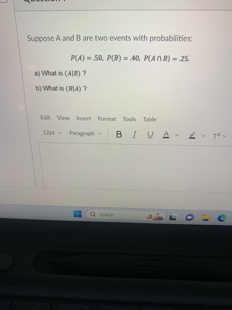 Solved Suppose A and B are two events with probabilities: | Chegg.com