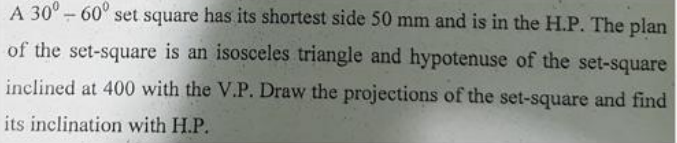 Solved A 30 degree to 60 degree set square has its shortest | Chegg.com