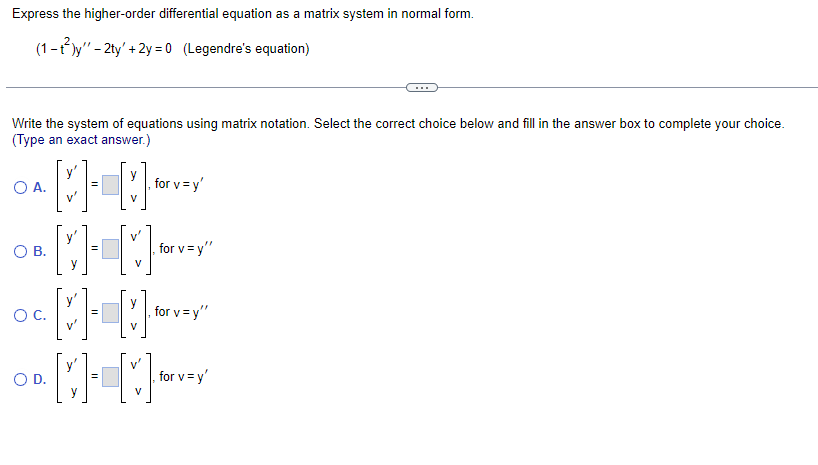 Solved Express the higher-order differential equation as a | Chegg.com