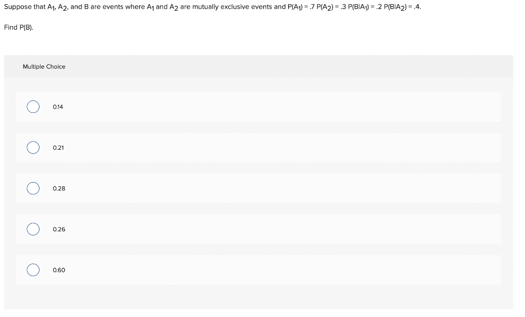 Solved Suppose that A1,A2, and B are events where A1 and A2 | Chegg.com