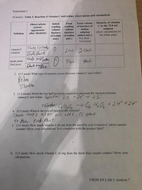 Solved ANALYSIS, MAKING OBSERVATIONS AND CALCULATING | Chegg.com