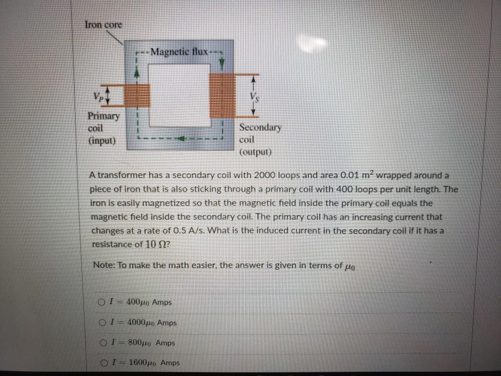 Solved Iron core - Magnetic flux --- Primary coil (input) | Chegg.com