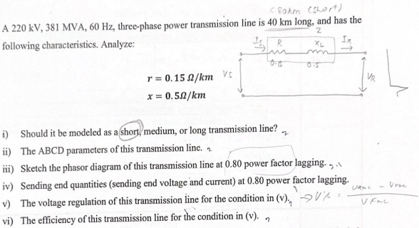 A 220kV,381MVA,60Hz, ﻿three-phase power transmission | Chegg.com