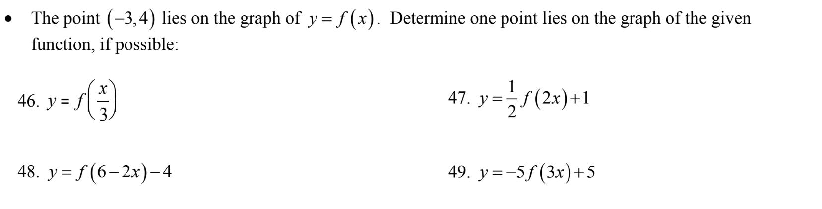 Solved The point (−3,4) lies on the graph of y=f(x). | Chegg.com
