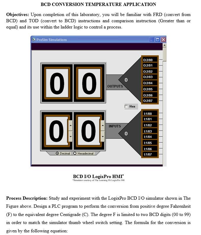 BCD CONVERSION TEMPERATURE APPLICATION Objectives: | Chegg.com