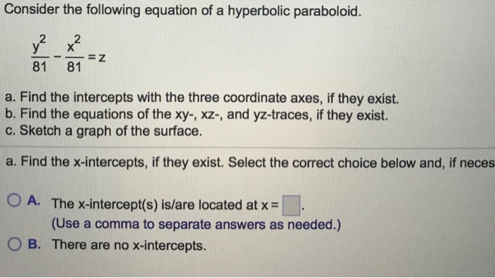 Solved Consider the following equation of a hyperbolic | Chegg.com