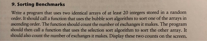 9 Sorting Benchmarks Write Program Uses Two Identical Arrays Least 20 ... 9 Sorting Benchmarks Write Program Uses Two Identical Arrays Least 20 ...