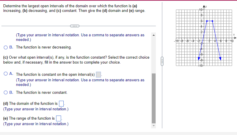 Solved Determine the largest open intervals of the domain | Chegg.com