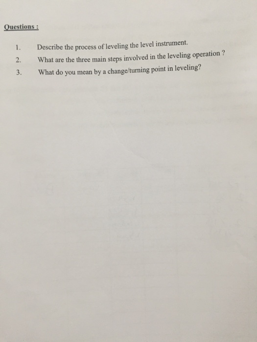 Solved Describe the process of leveling the level | Chegg.com