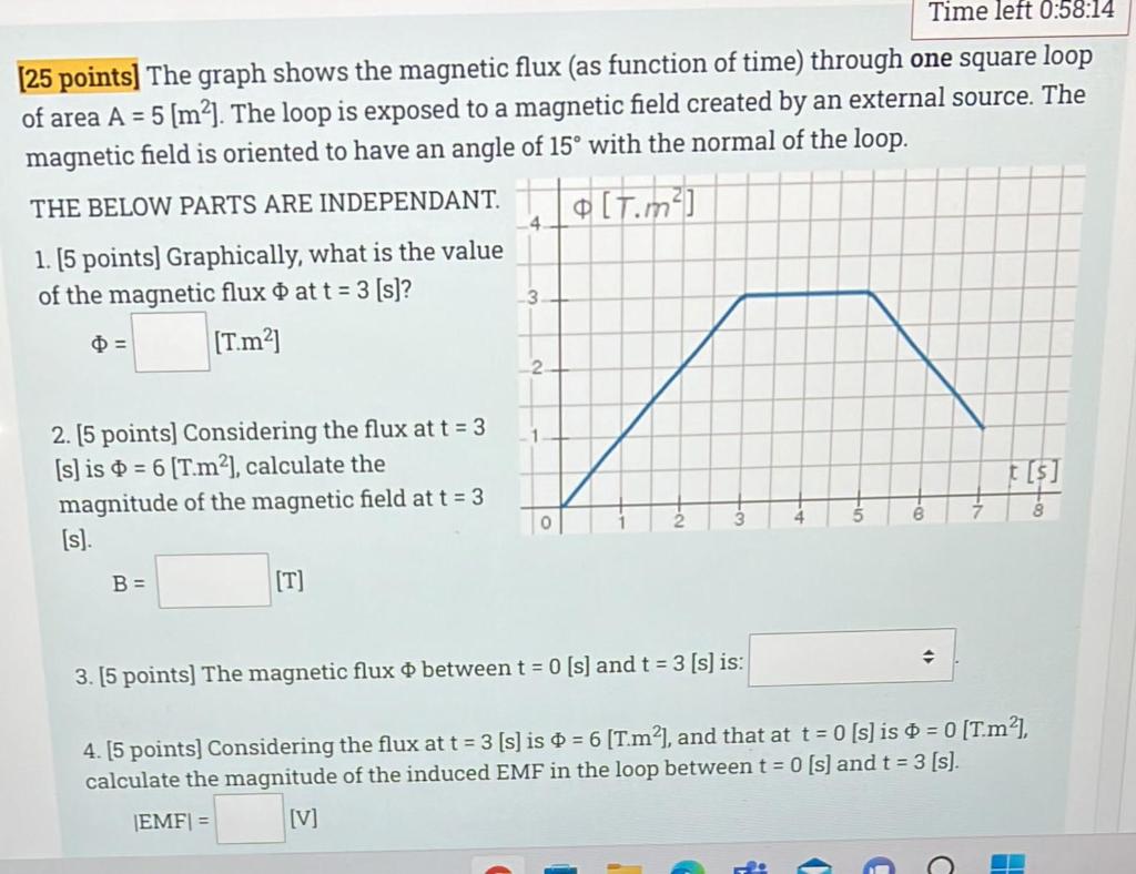 Solved [25 points] The graph shows the magnetic flux (as | Chegg.com