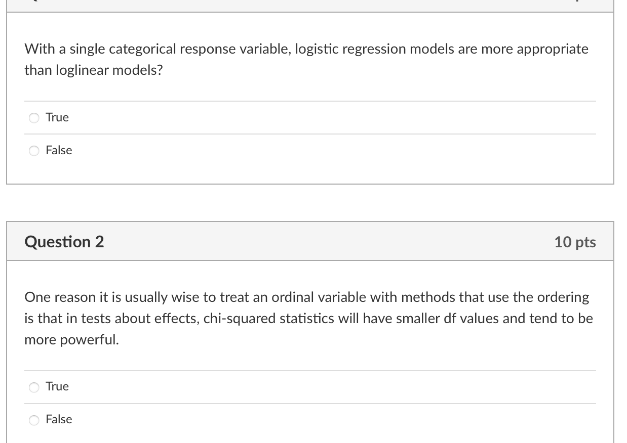 Solved With a single categorical response variable, logistic | Chegg.com