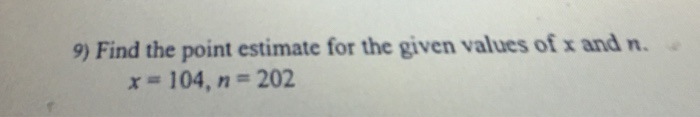 Solved Find the point estimate for the given values of x and | Chegg.com