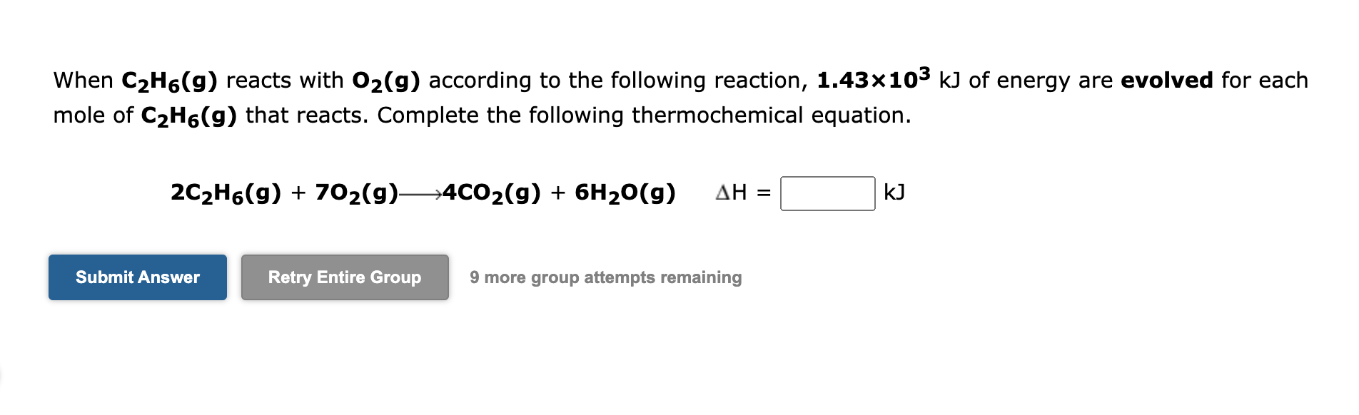 Solved When C2H6(g) reacts with O2(g) according to the | Chegg.com